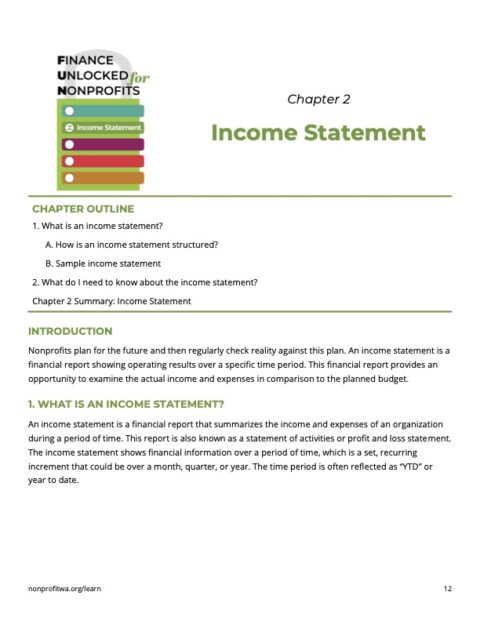 Income Statement - Nonprofit Association of Washington