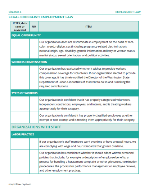 Chapter 4 Summary: Employment Law - Nonprofit Association of Washington